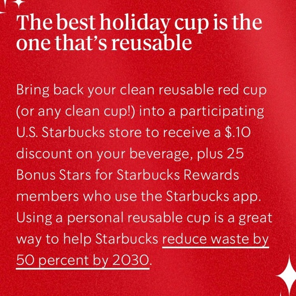 Starbucks | Dining | Starbucks Christmas Red Reusable Hot Cold Cup ...